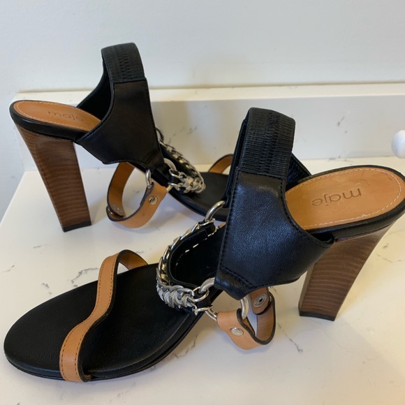 Maje | Shoes | Maje Sandals Black And Brown Size 4 | Poshmark